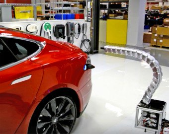Tesla unveils futuristic robotic snake charger for electric vehicles