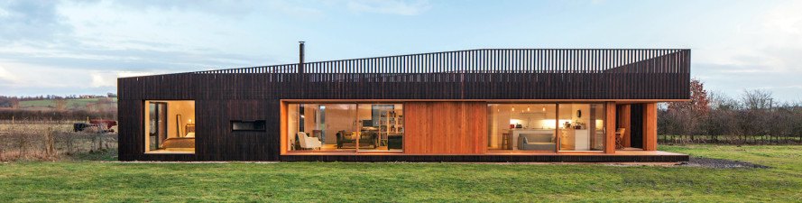 Howe Farm is an air-tight timber-clad farmhouse with a fresh new design