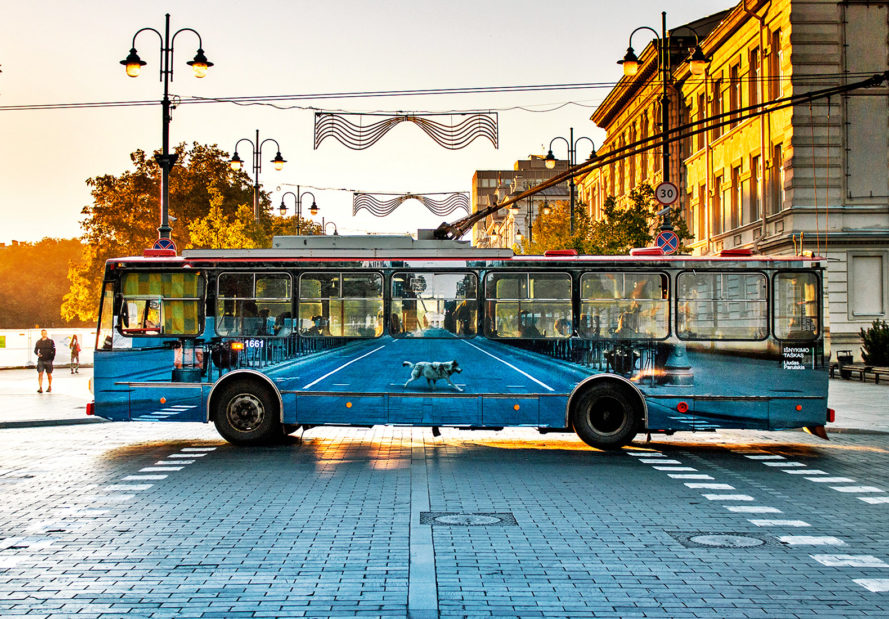 Street artist Liudas Parulskis makes this Lithuania trolleybus vanish ...