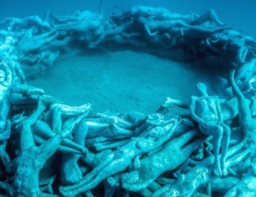Haunting Human Gyre made of over 200 underwater figures warns of ...