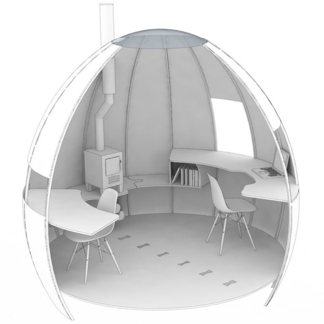 This prefab Escape Pod rotates to catch the sun’s rays