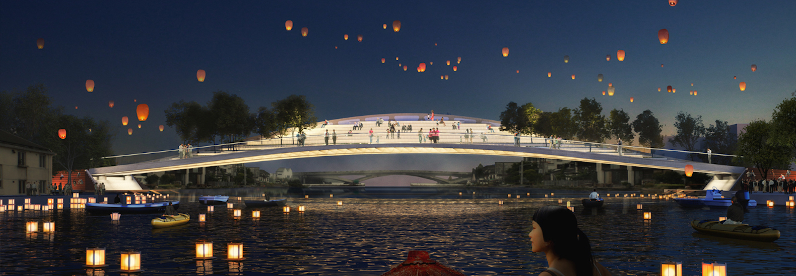 Tree-topped bridge to double as public space for a historic Chinese town