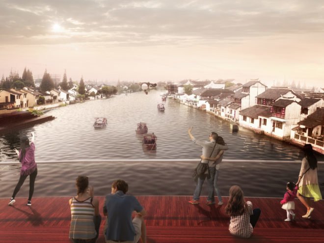 Tree-topped bridge to double as public space for a historic Chinese town